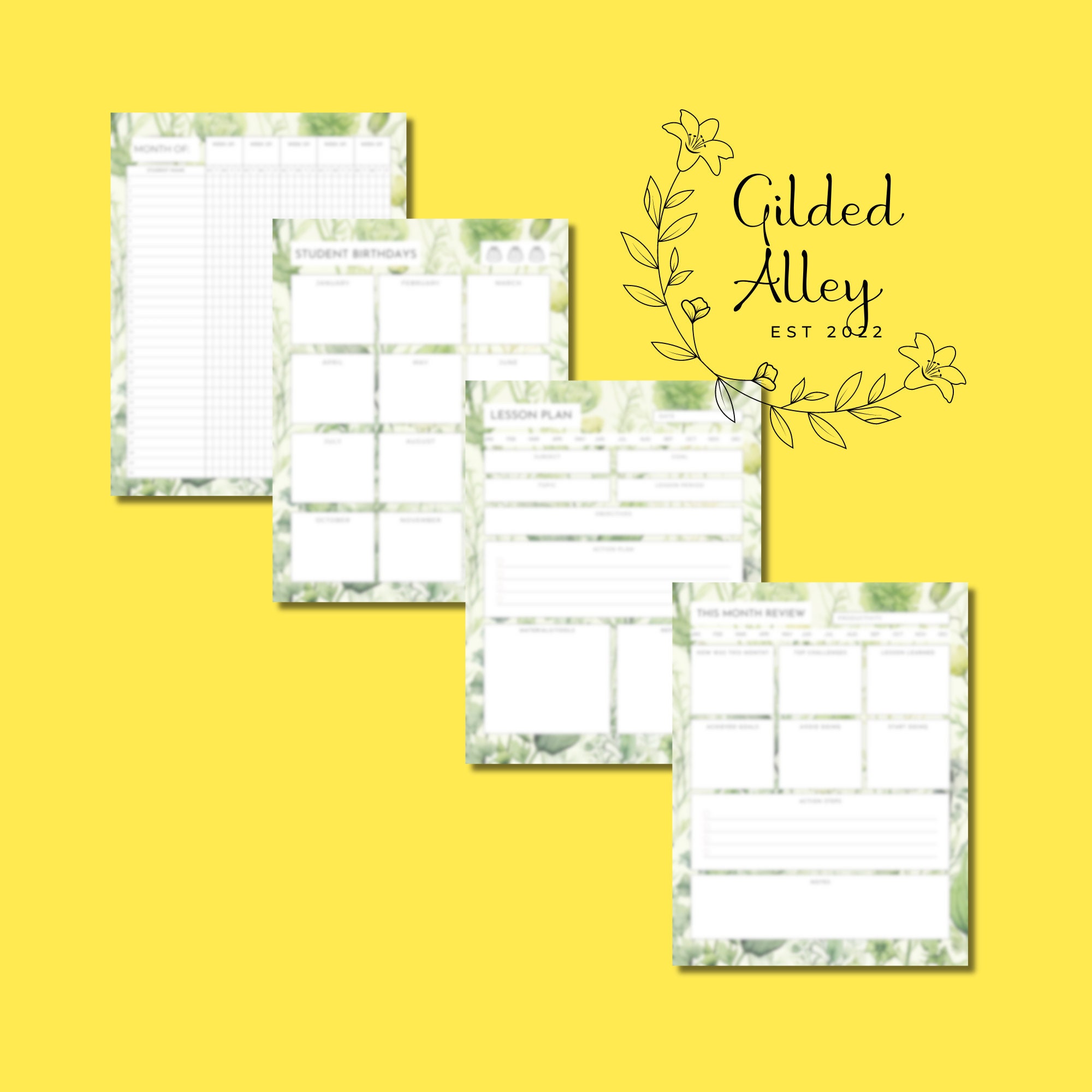 Teacher Planner Farmhouse Plants Theme - Etsy