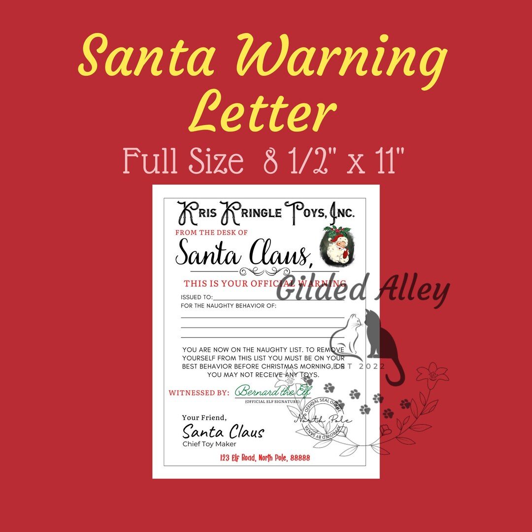 Santa Warning Letter - Etsy