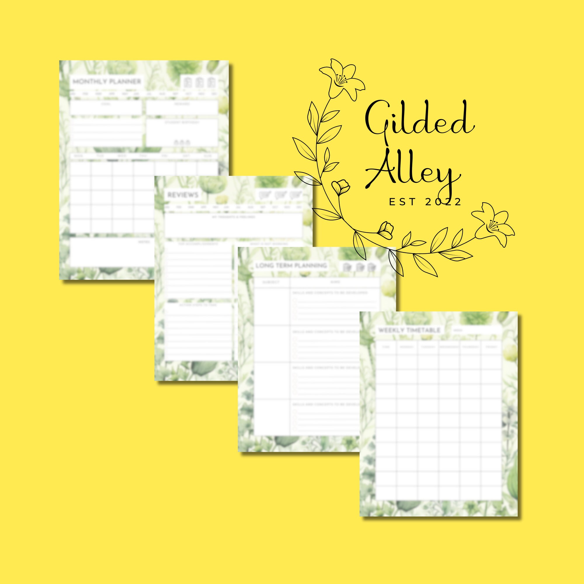 Teacher Planner Farmhouse Plants Theme - Etsy