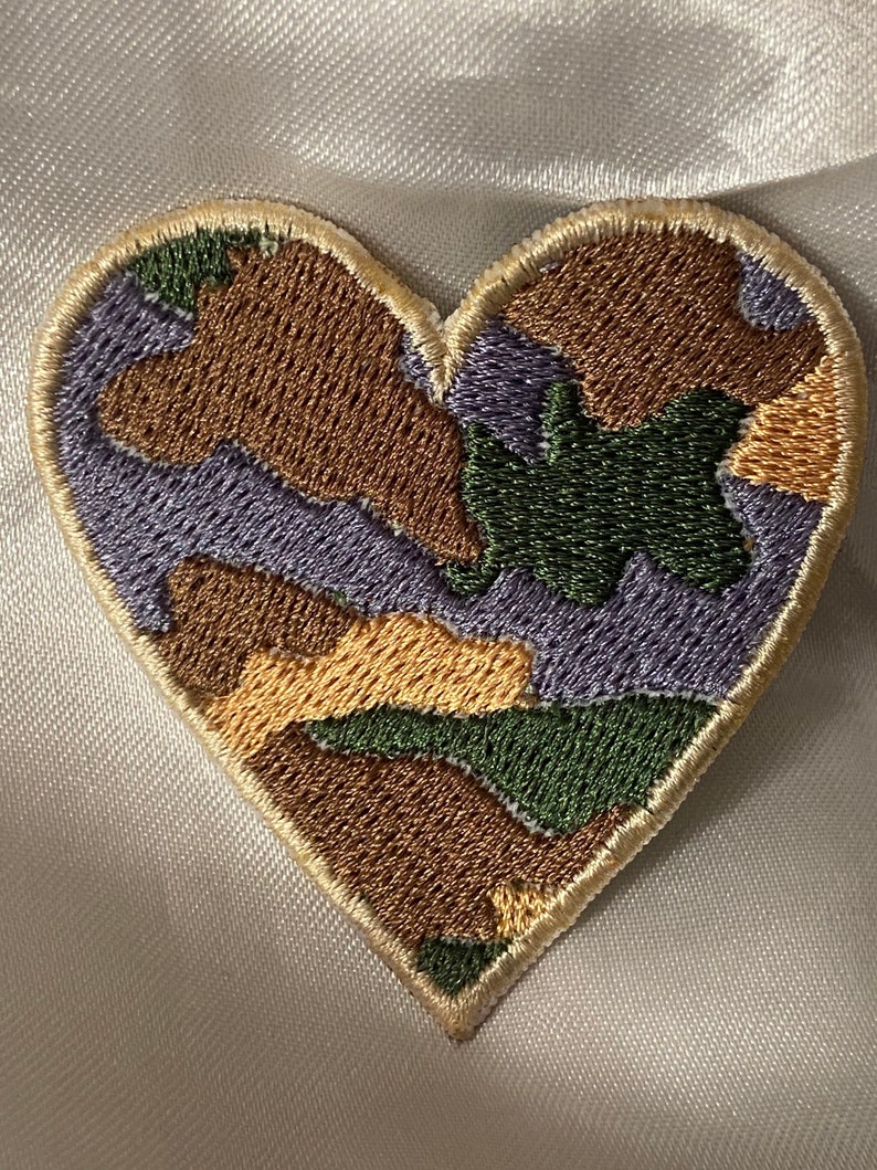 Camouflage Embroidered Heart Patches!! - Etsy