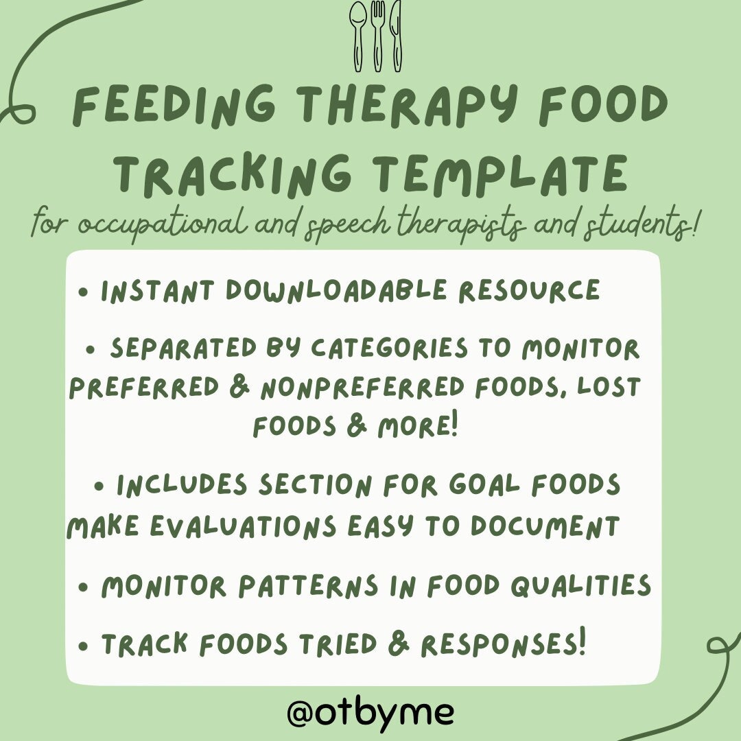 Feeding Therapy Food Tracking Template for Speech and Occupational ...