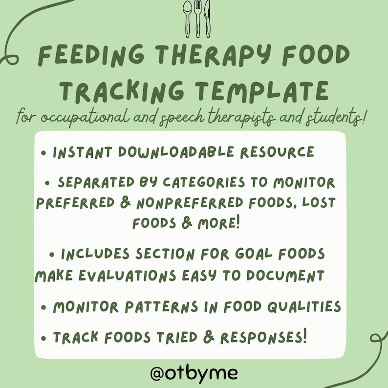 Feeding Therapy Food Tracking Template for Speech and Occupational ...