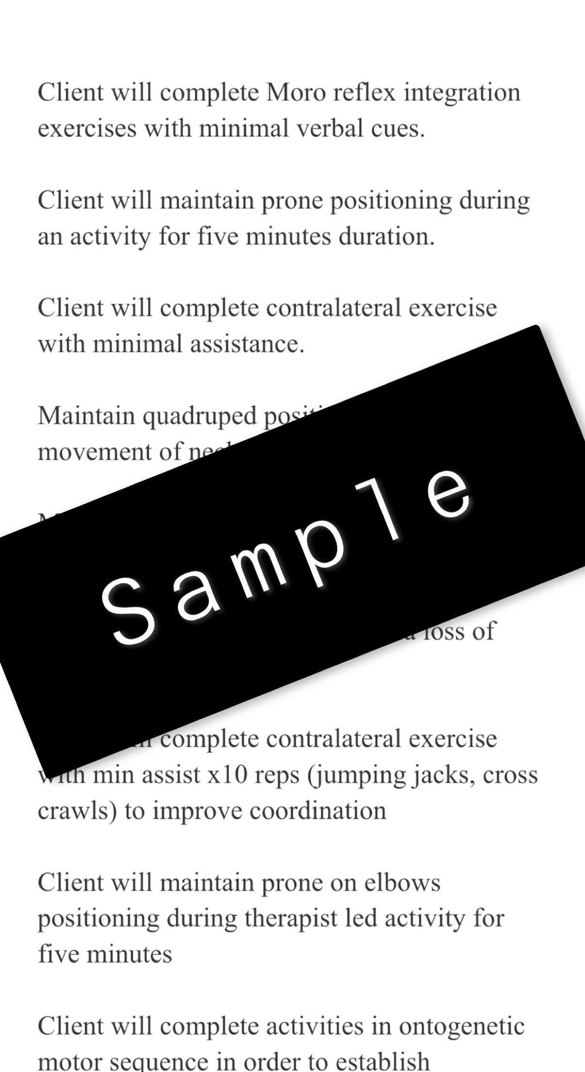 Primitive Reflex Integration Goal Bank - Etsy