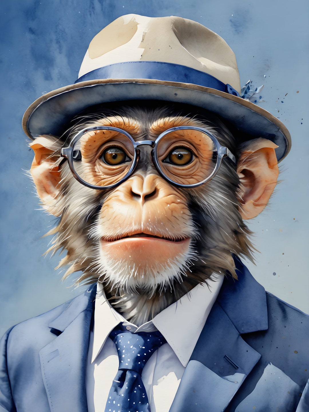 Wall Art, Monkey Art - Monkey Wearing Suit - Poster - Framed Poster ...