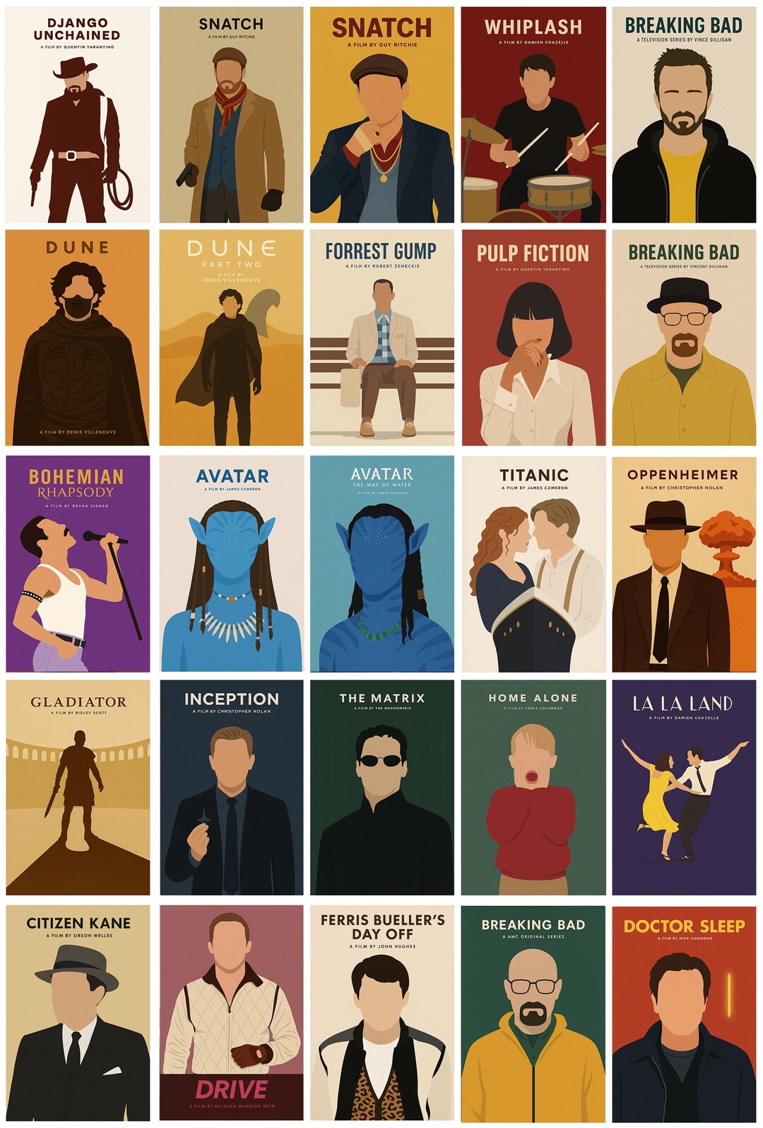 Minimalist Faceless Portrait Art Movie Posters | Classic Film Art ...