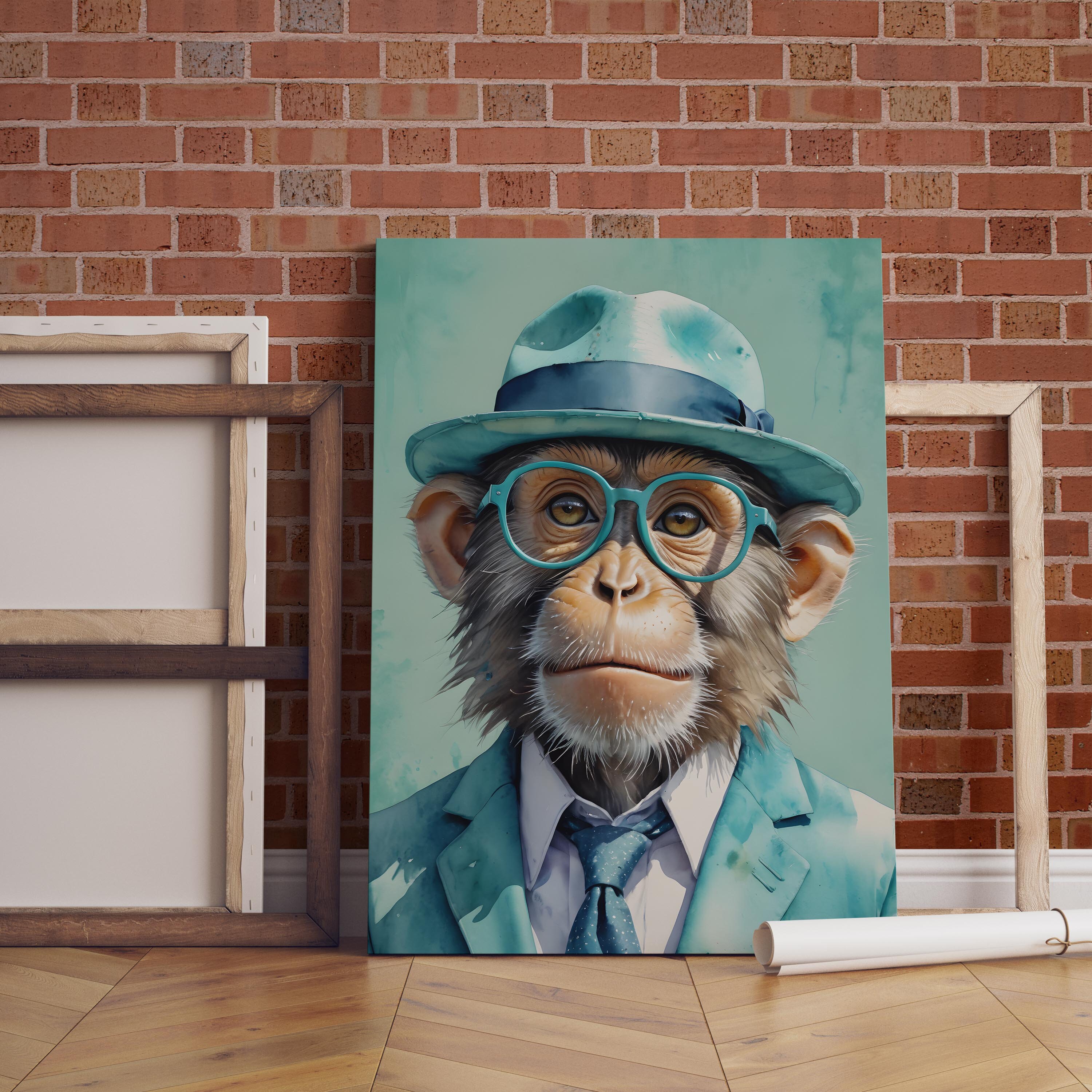 Wall Art, Monkey Art Monkey Wearing Suit With Hat Poster Framed Poster ...