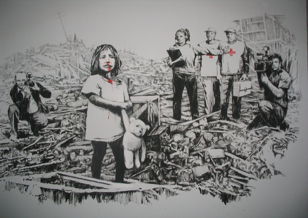 Banksy Innocent Children With Teddy Bear and War , Poster Print ...