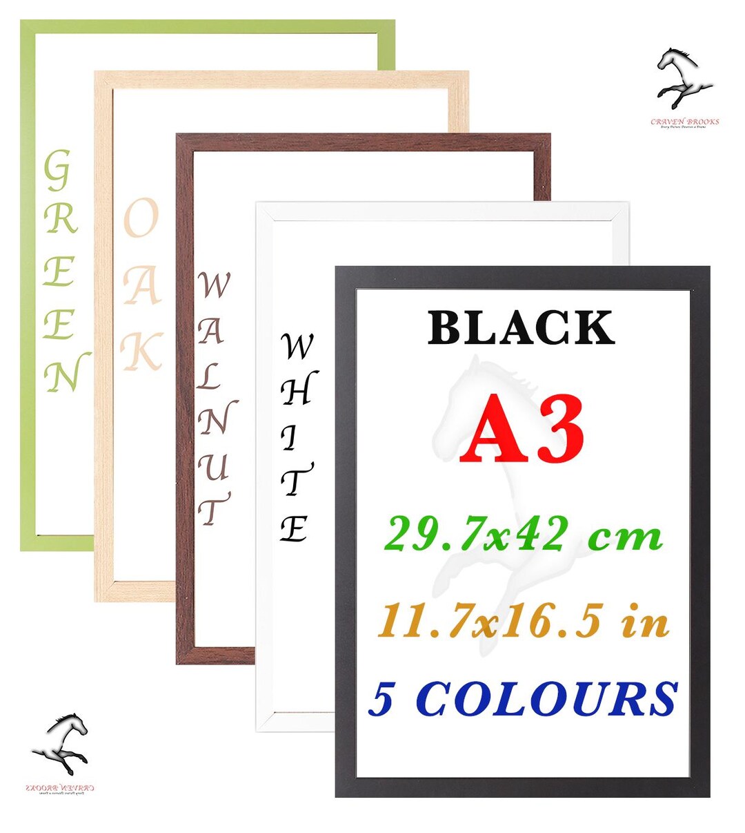 A3 Photo & Poster Frame: Black, White, Walnut, Oak, Green - UK Made - Etsy