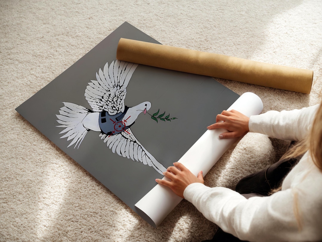 Banksy Armoured Peace Dove Art Print: Canvas or Framed Wall Art - Etsy