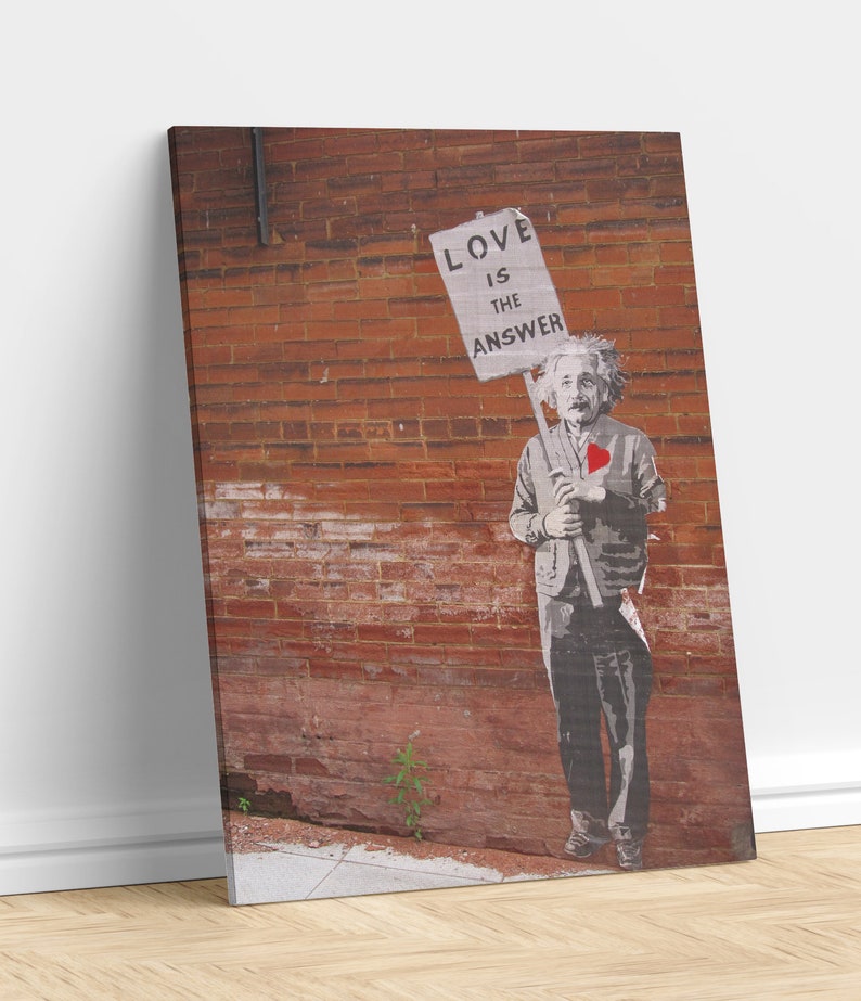 Banksy Canvas Wall Art Banksy Love Is The Answer Einstein Canvas Decor