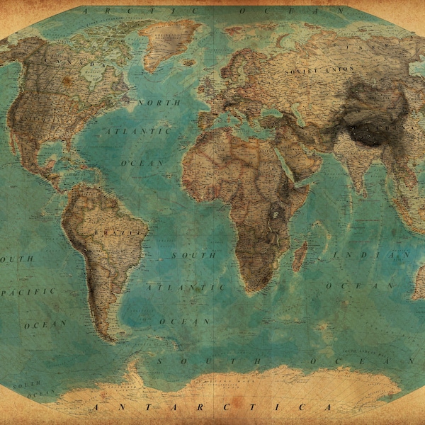Vintage World Map Poster - Etsy UK