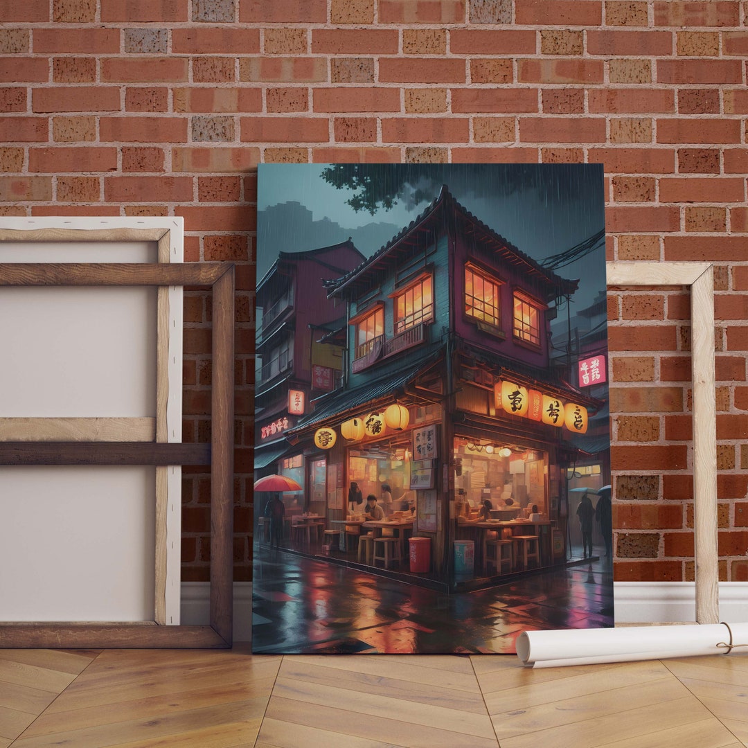 Surreal Restaurant Art - Colourful Ramen Shop - Poster - Framed Poster ...