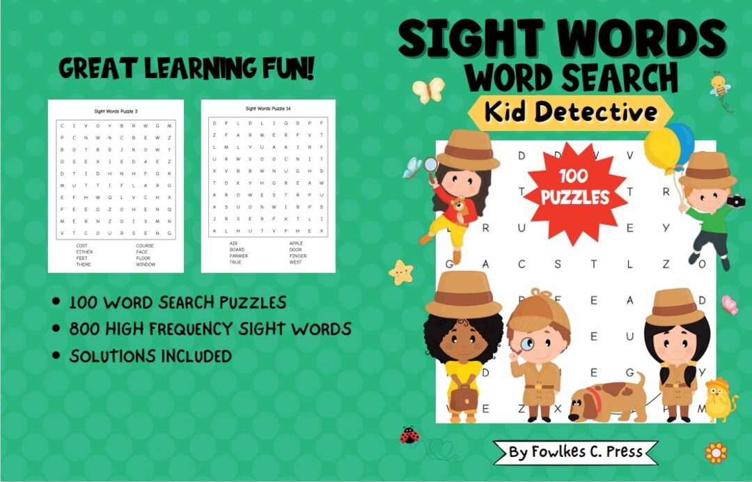 Sight Words, Word Search: Kid Detective part 4 - Etsy