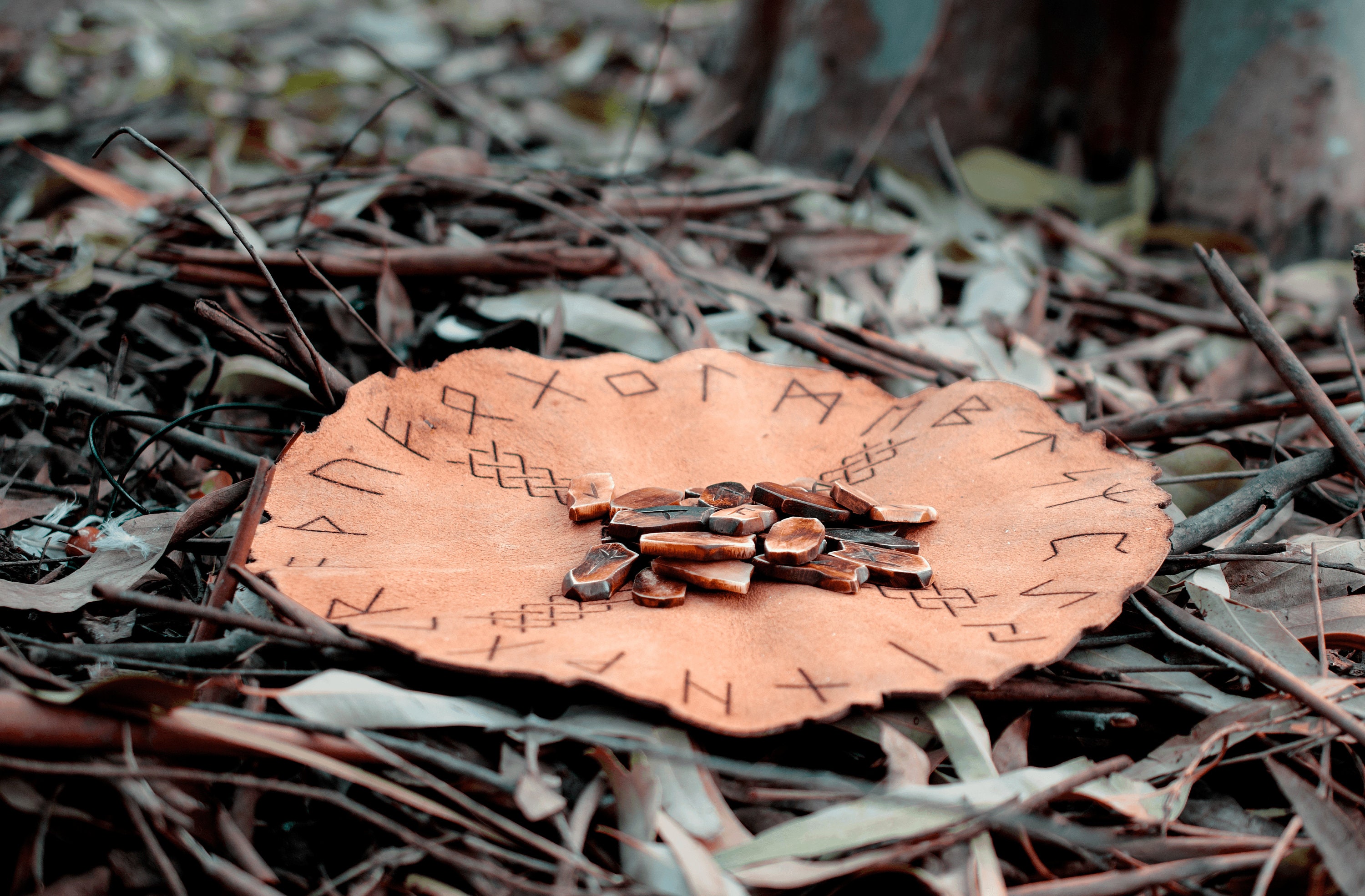 Viking Rune Divination Set Includes a Premium Leather Divination Mat ...