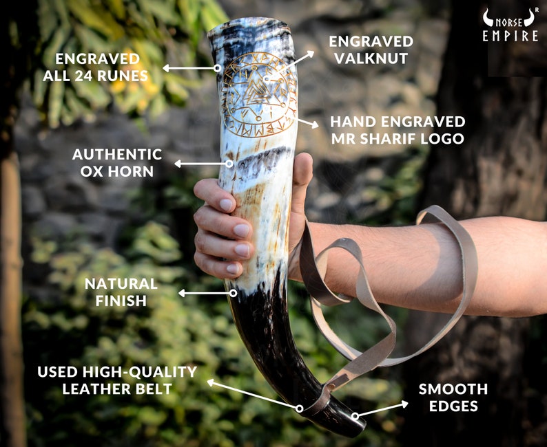 Norse Empire Viking War Horn 18 Genuine Ox-horn Battle Trumpet Viking ...