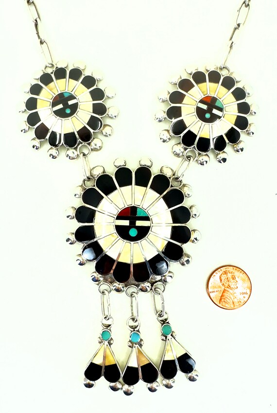 Incredible Zuni Sun Face Necklace - Gem