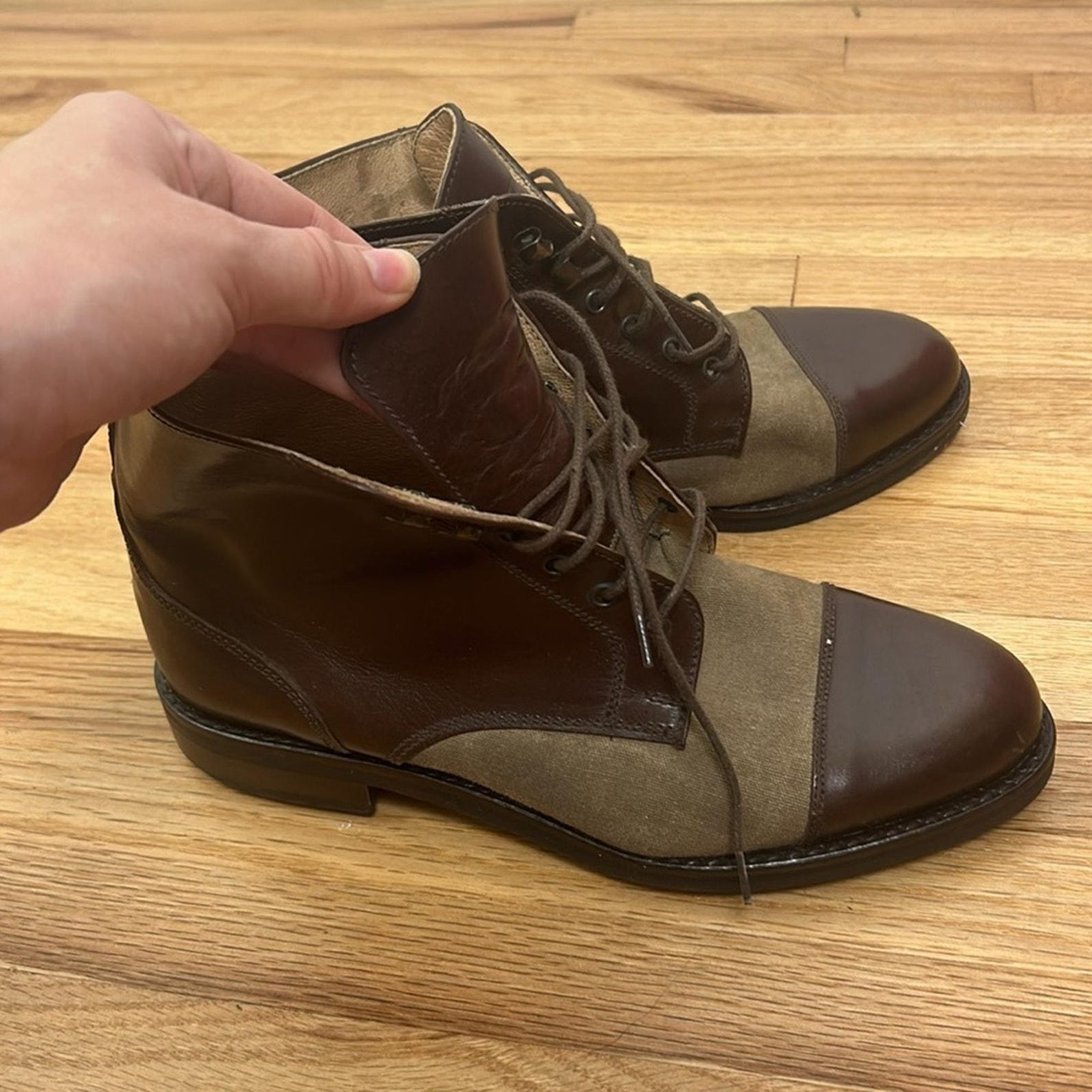 Vintage Two-tone Leather Italian Lace up Boots - Etsy