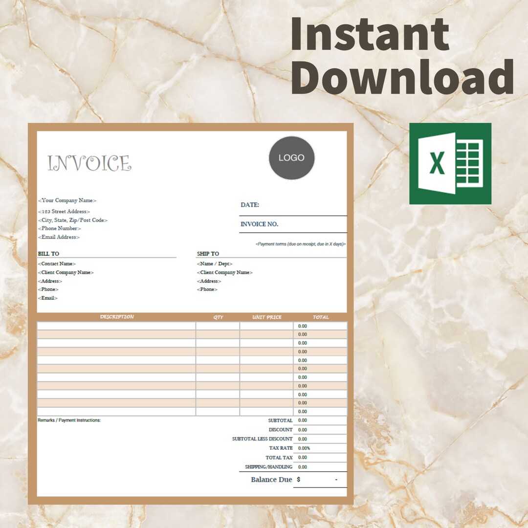 Brown Invoice Template, Editable Invoice, Printable Invoice, Brown ...