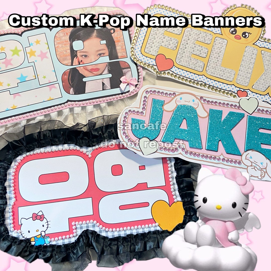 Custom K-pop Name Signs/banners glitter/reflective - Etsy UK