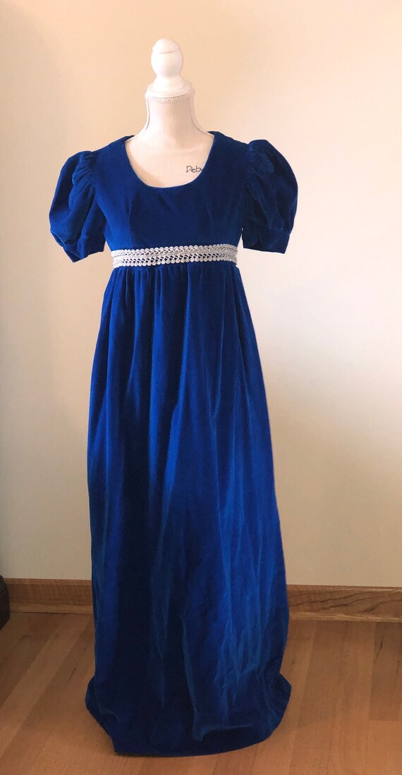 vintage 1970s blue velvet - Gem