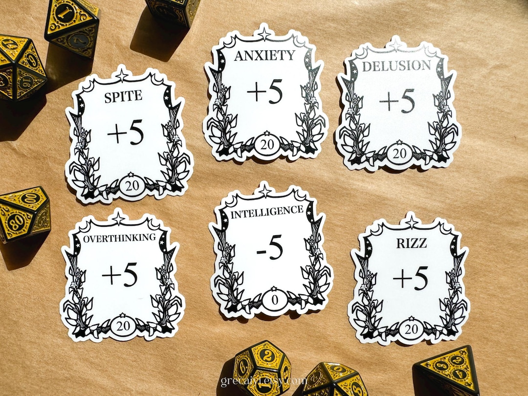 DND Stat Block Stickers, Funny D&D Stats, Spite, Anxiety, Delusion ...