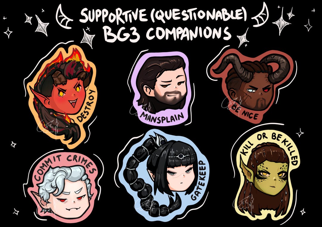 Supportive Baldurs Gate 3 Companions Sticker Set | Funny (questionable ...
