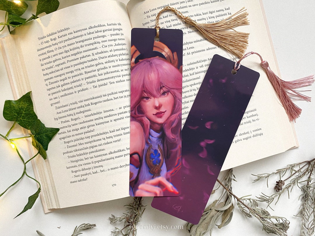 Yae Miko Genshin Impact Bookmark, Double Sided Matte Laminated Handmade ...