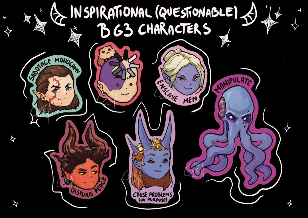 Inspirational Baldurs Gate 3 Characters Sticker Set | Funny ...