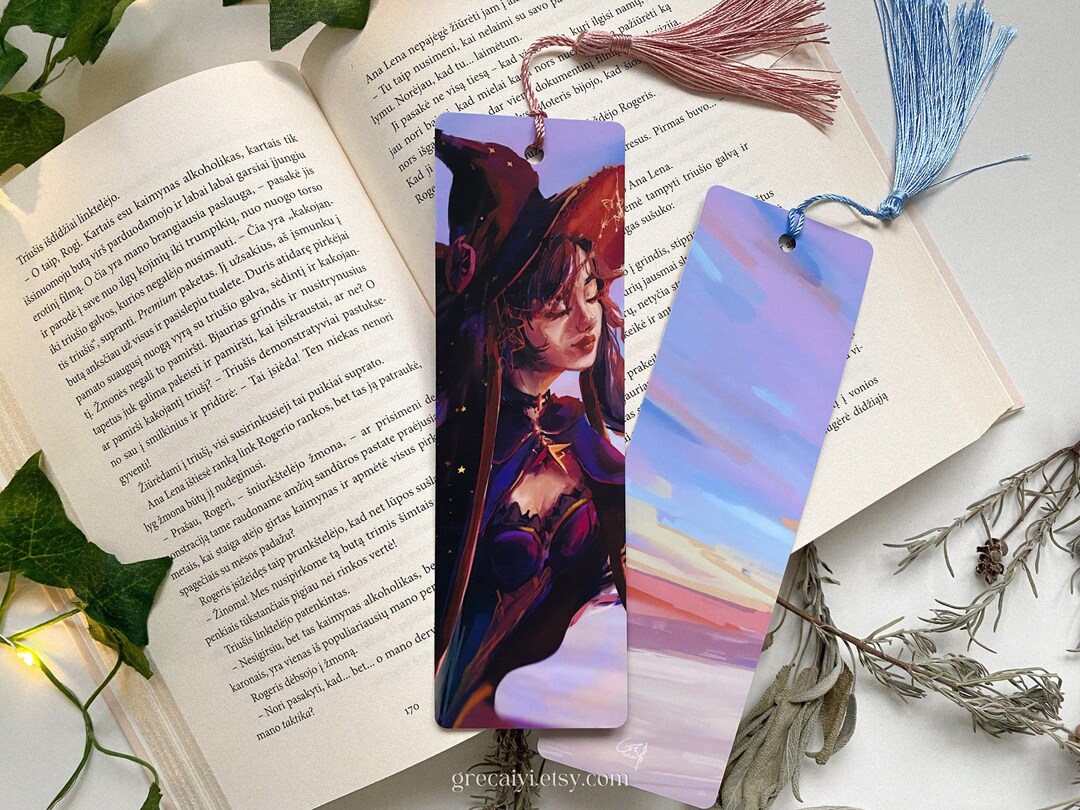 Mona Genshin Impact Bookmark, Double Sided Matte Laminated Handmade ...