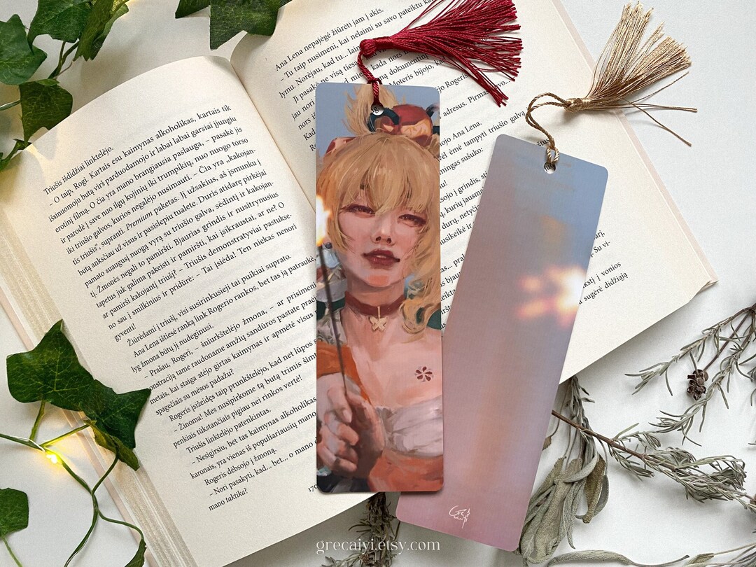 Yoimiya Genshin Impact Bookmark, Double Sided Matte Laminated Handmade ...