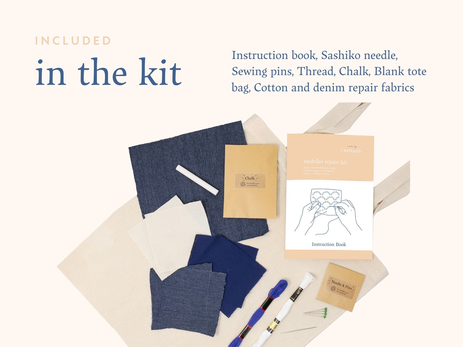 Sashiko Repair Kit Japanese Embroidery Beginner Kit With - Etsy UK