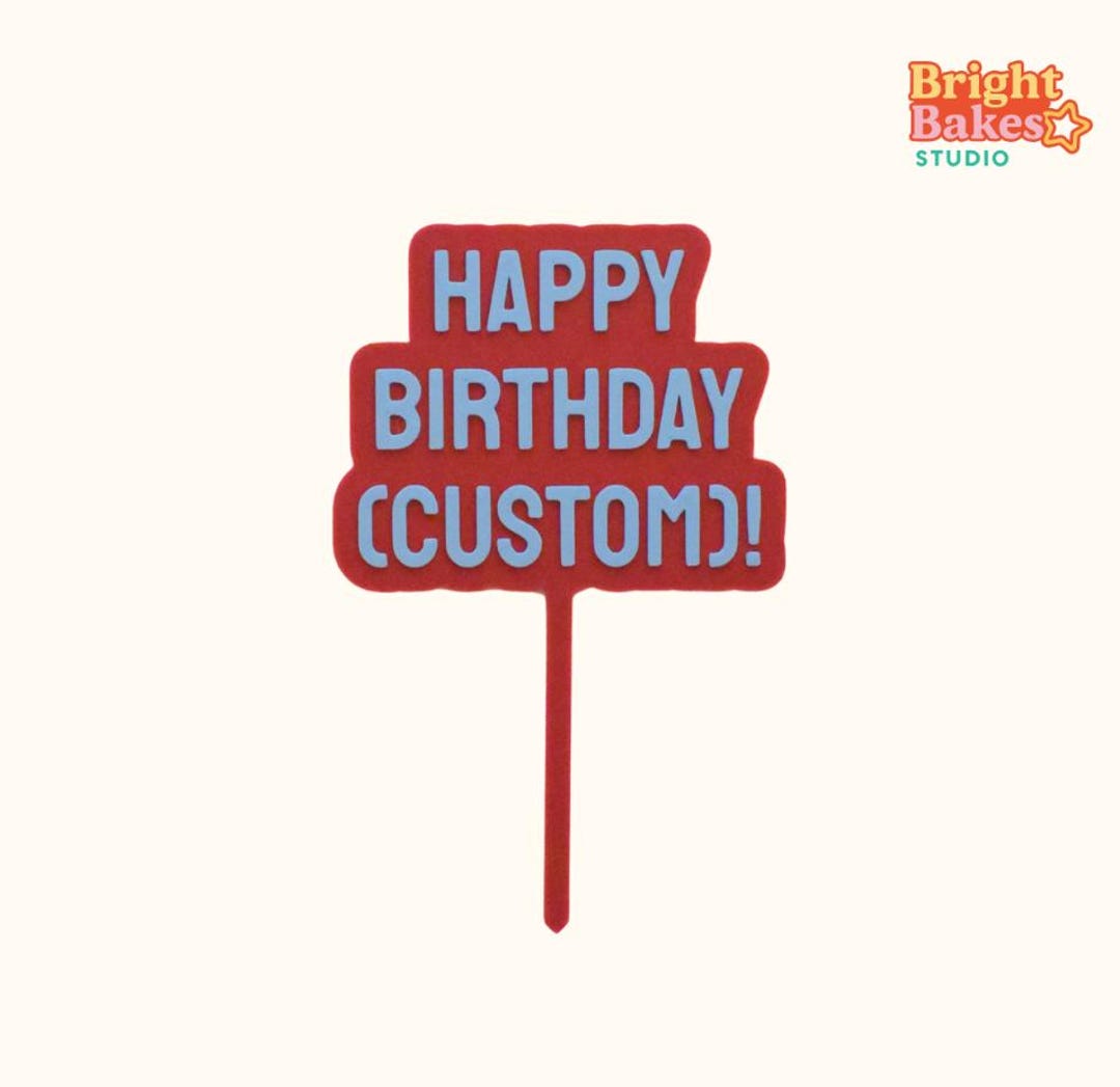 Personalized Happy Birthday Cake Topper: Two-color Custom Name Party ...