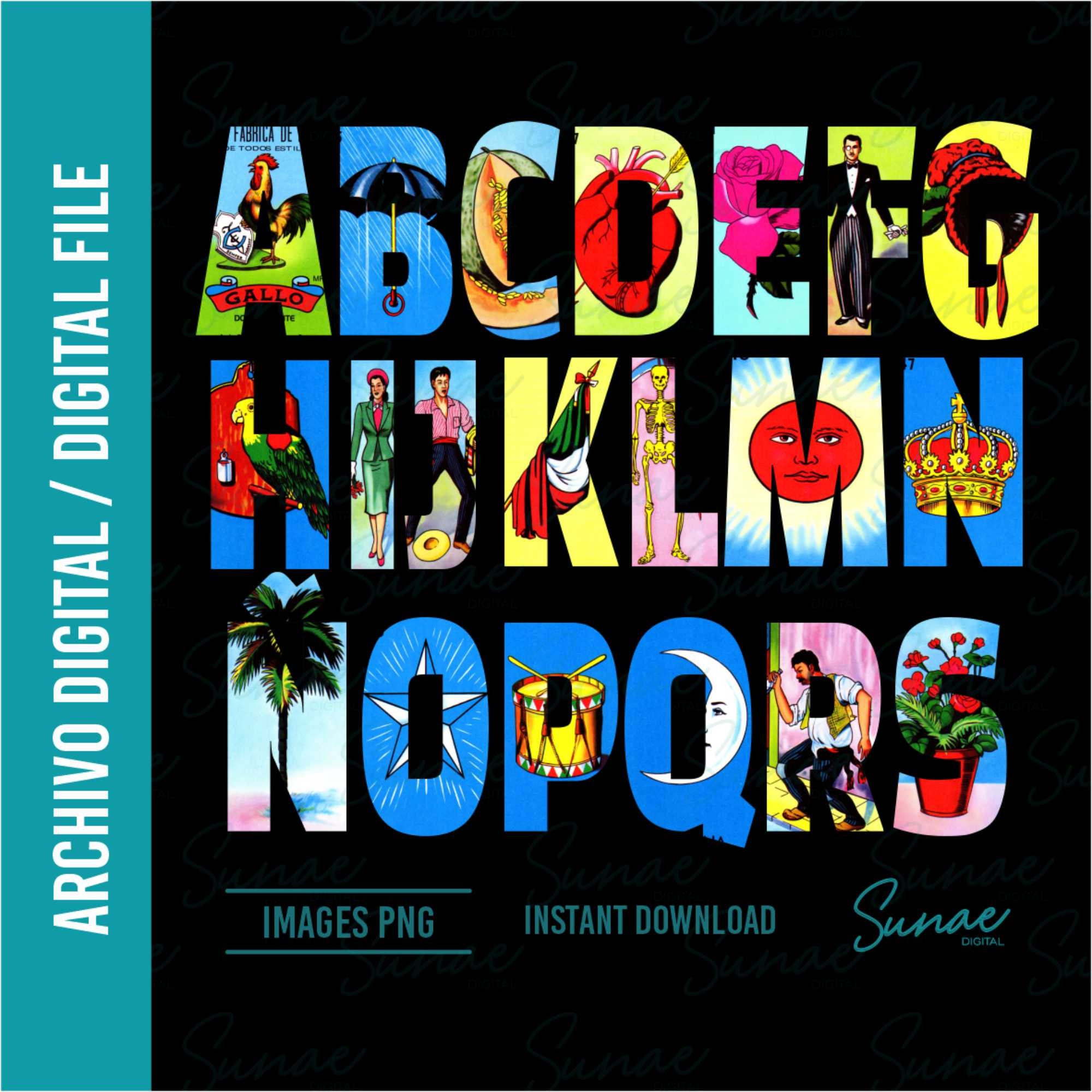 ALFABETO LOTERIA MEXICANA Abecedario Letra Números Imagen Png - Etsy México