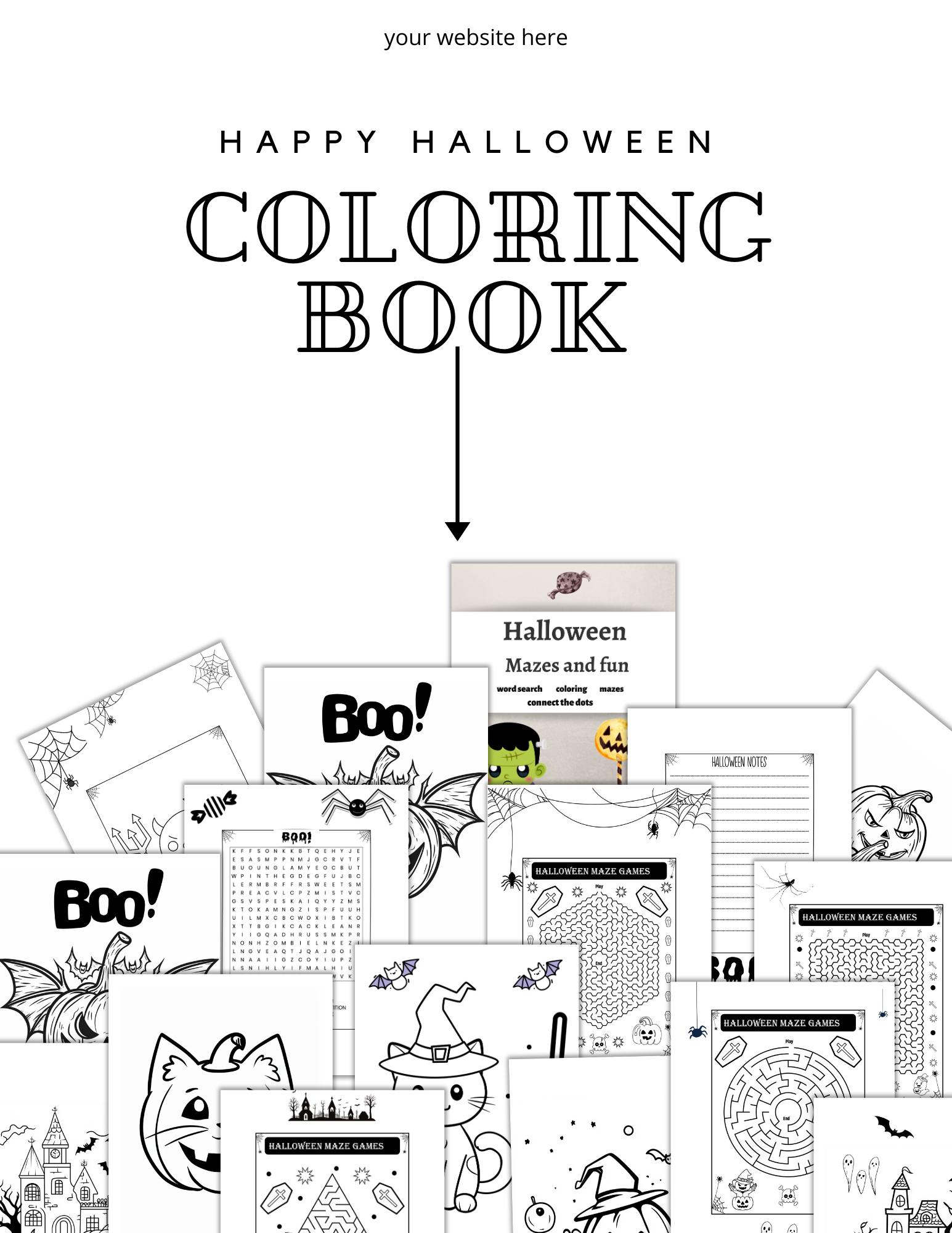 Halloween Maze, Word Search, How to Draw, Coloring Book for Kids for ...