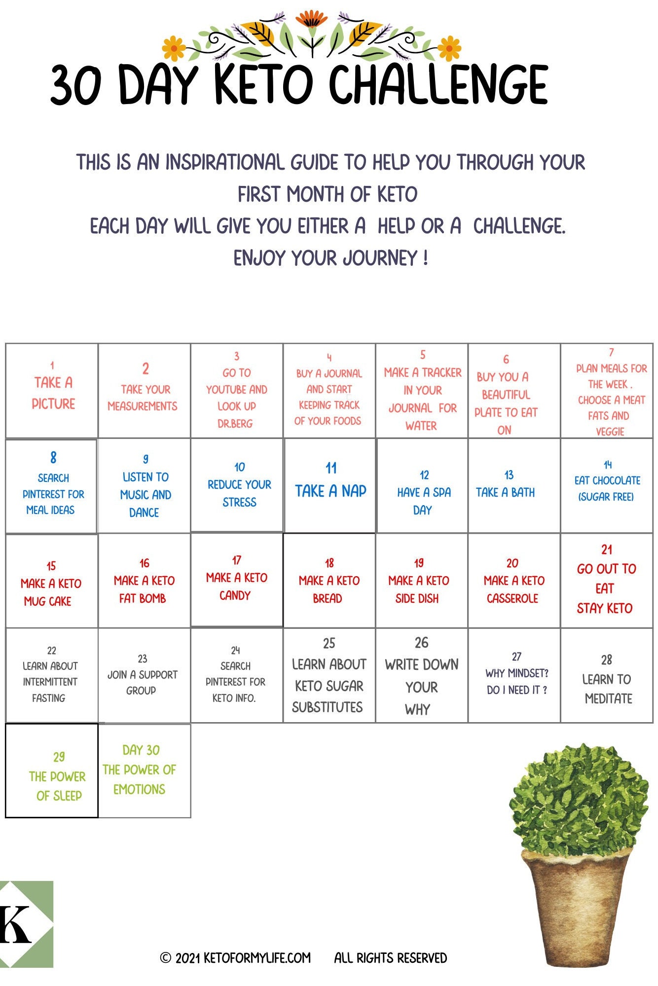 Part One of 30-day Keto Challenge for Weight Loss and Focus. Charts and ...