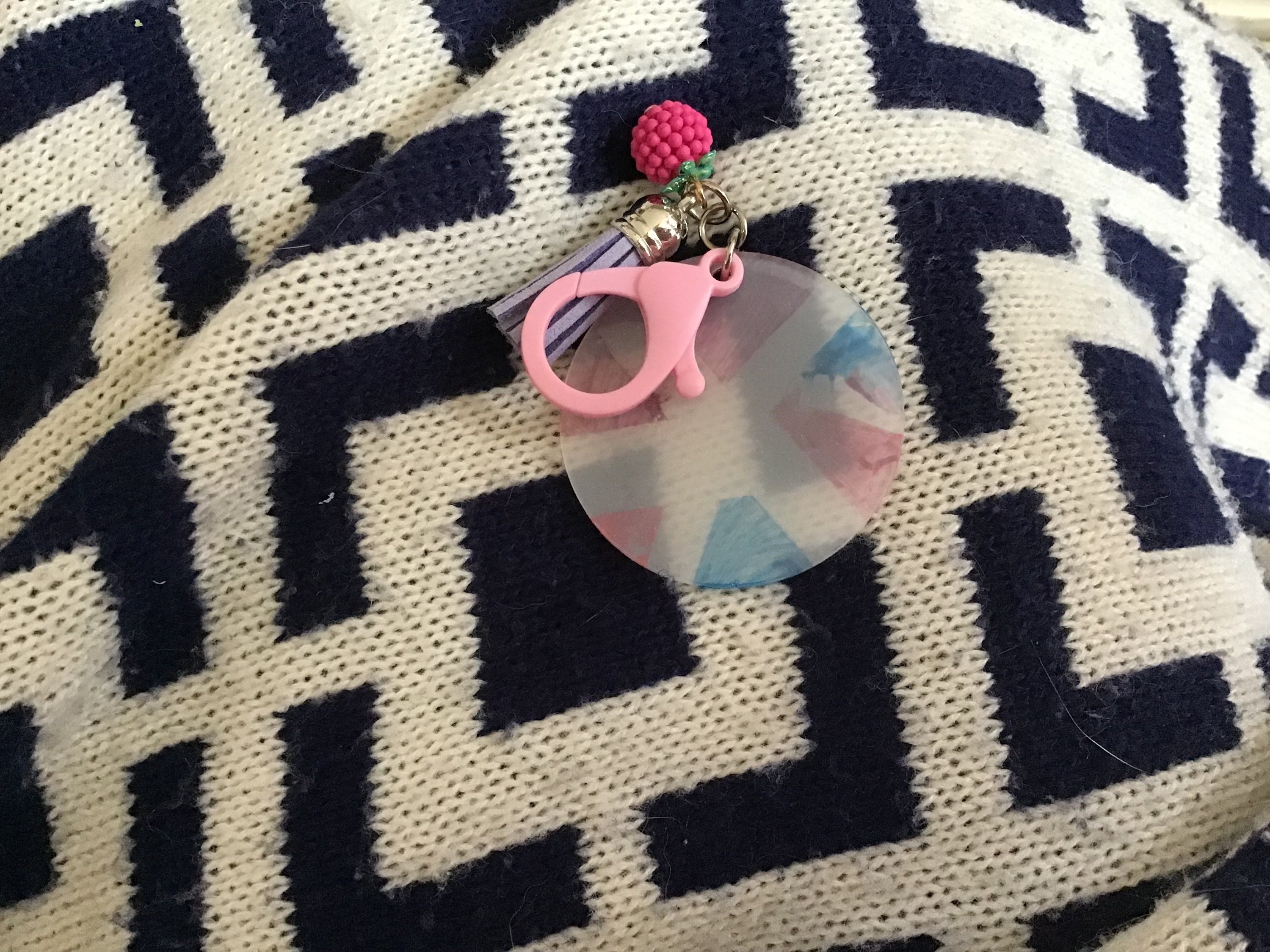 Acrylic Hand Painted Geometric Shapes Keychain - Etsy