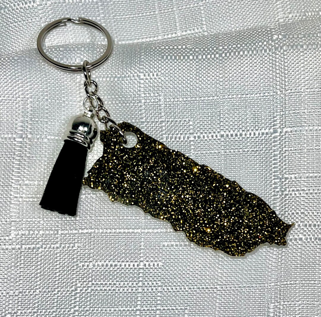 Black and Gold Puerto Rico Keychain - Etsy