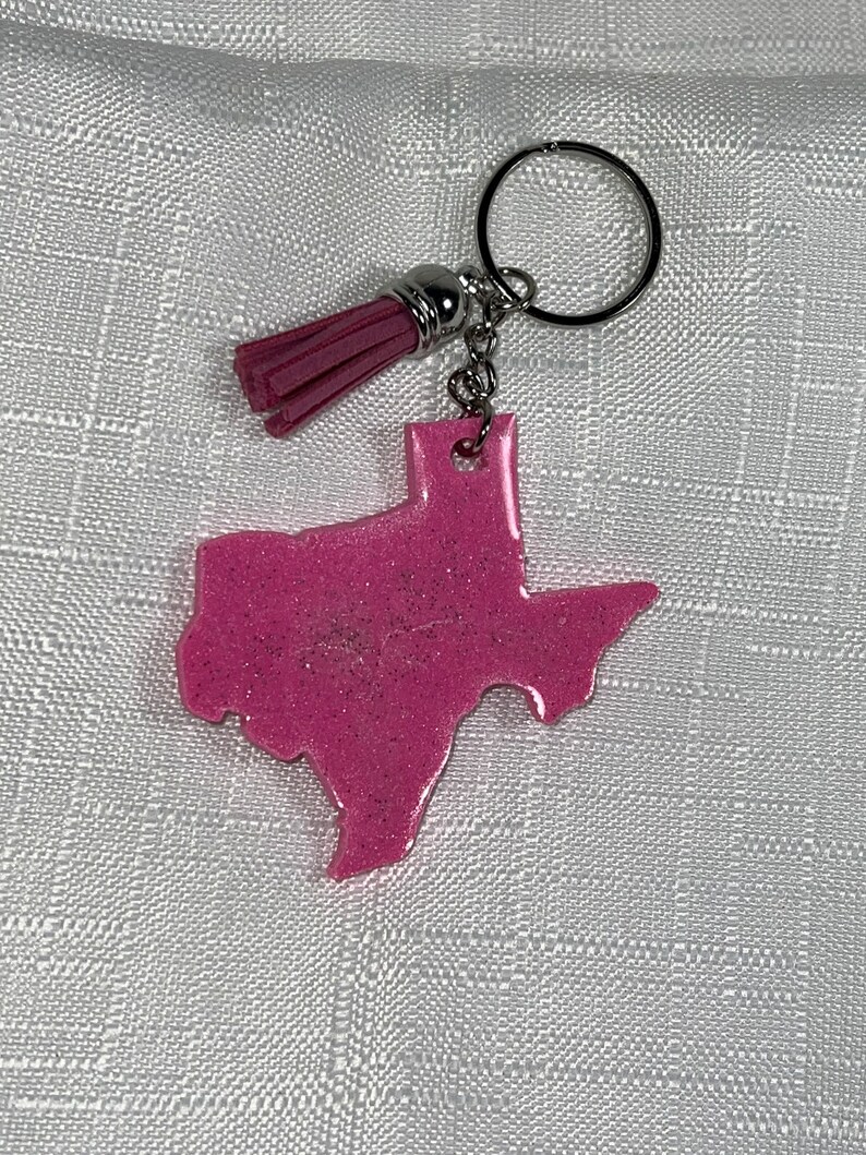 Pink Glitter Texas Keychain - Etsy