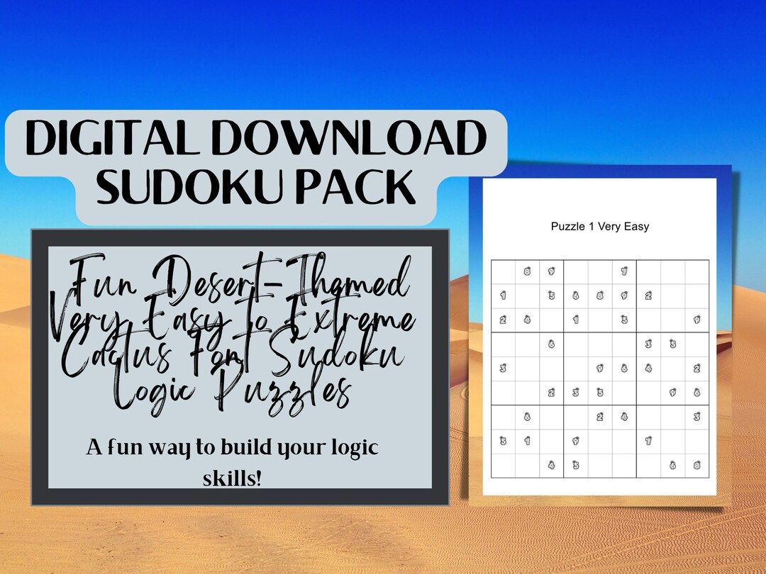 Sudoku Desert-themed Cactus Font Sudoku Puzzles From Easy to Extreme ...