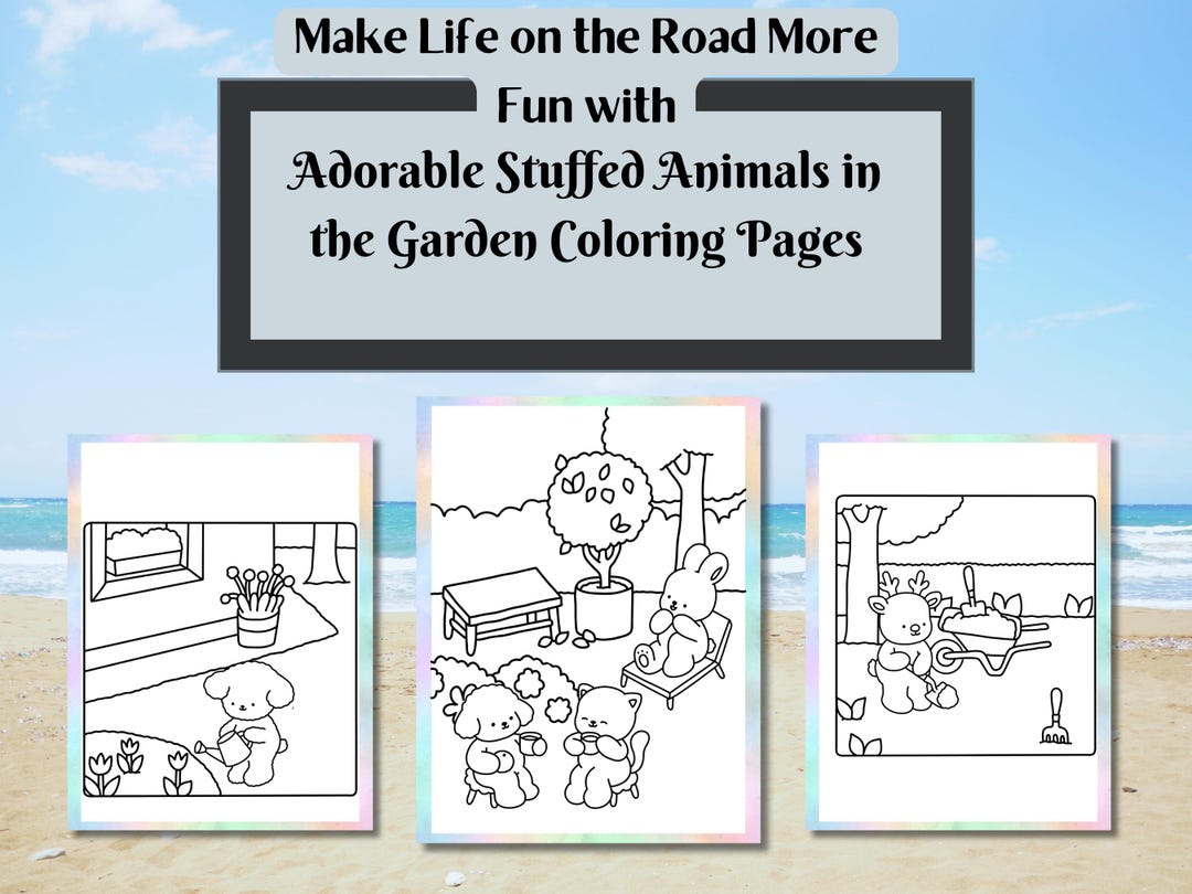 Adorable Stuffed Animals in the Garden Coloring Pages, on the Go Travel ...