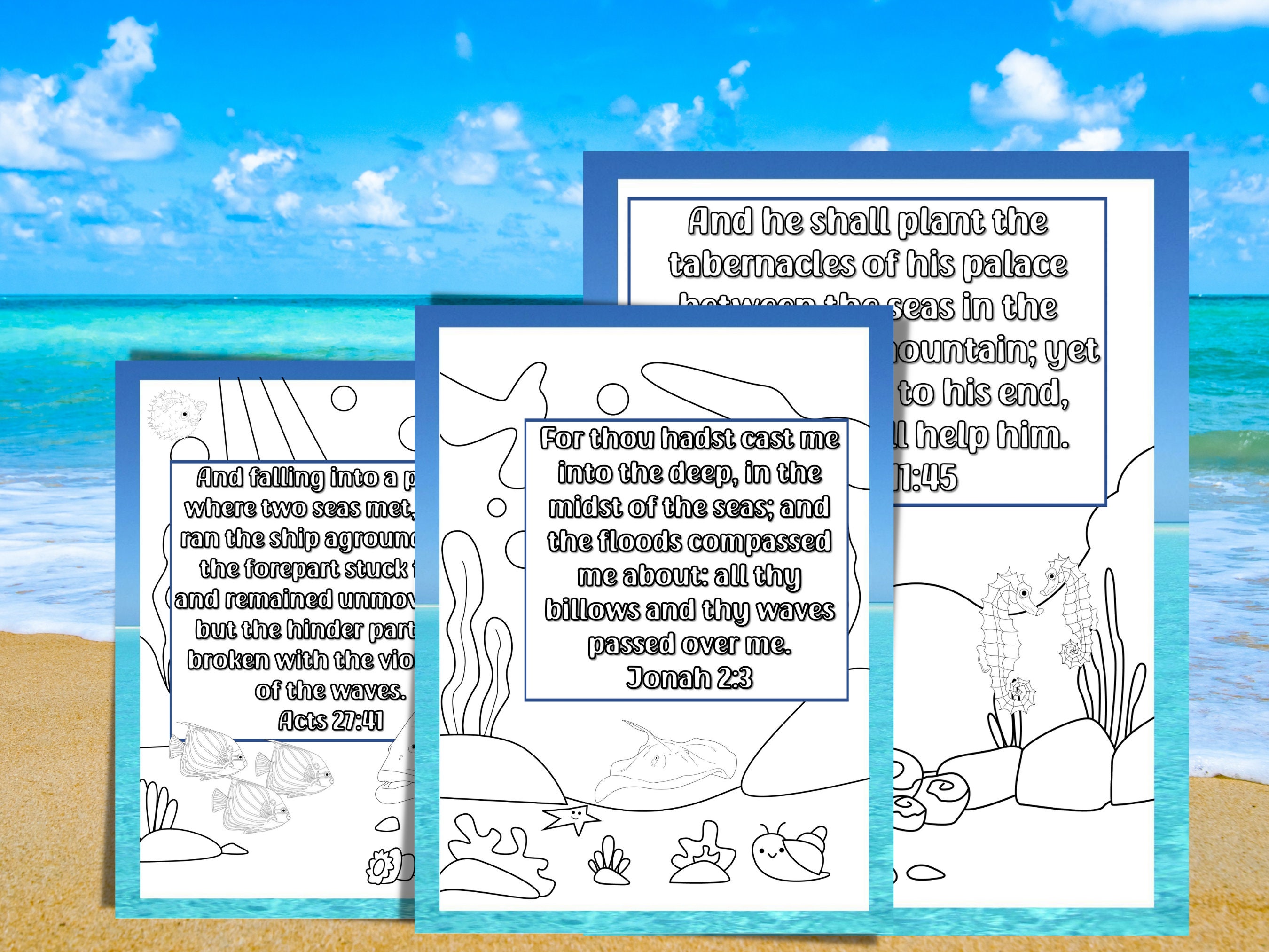 25 Sea Themed Bible Verse Printable Scripture Coloring Pages and 5 ...