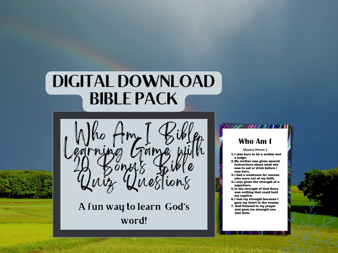 Who Am I Bible Learning Game With 20 Bonus Bible Quiz Questions ...