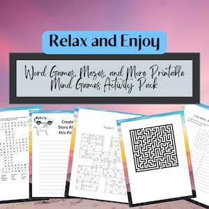 Word Games, Mazes, and More Printable Mind Games Activity Pack, Sudoku ...