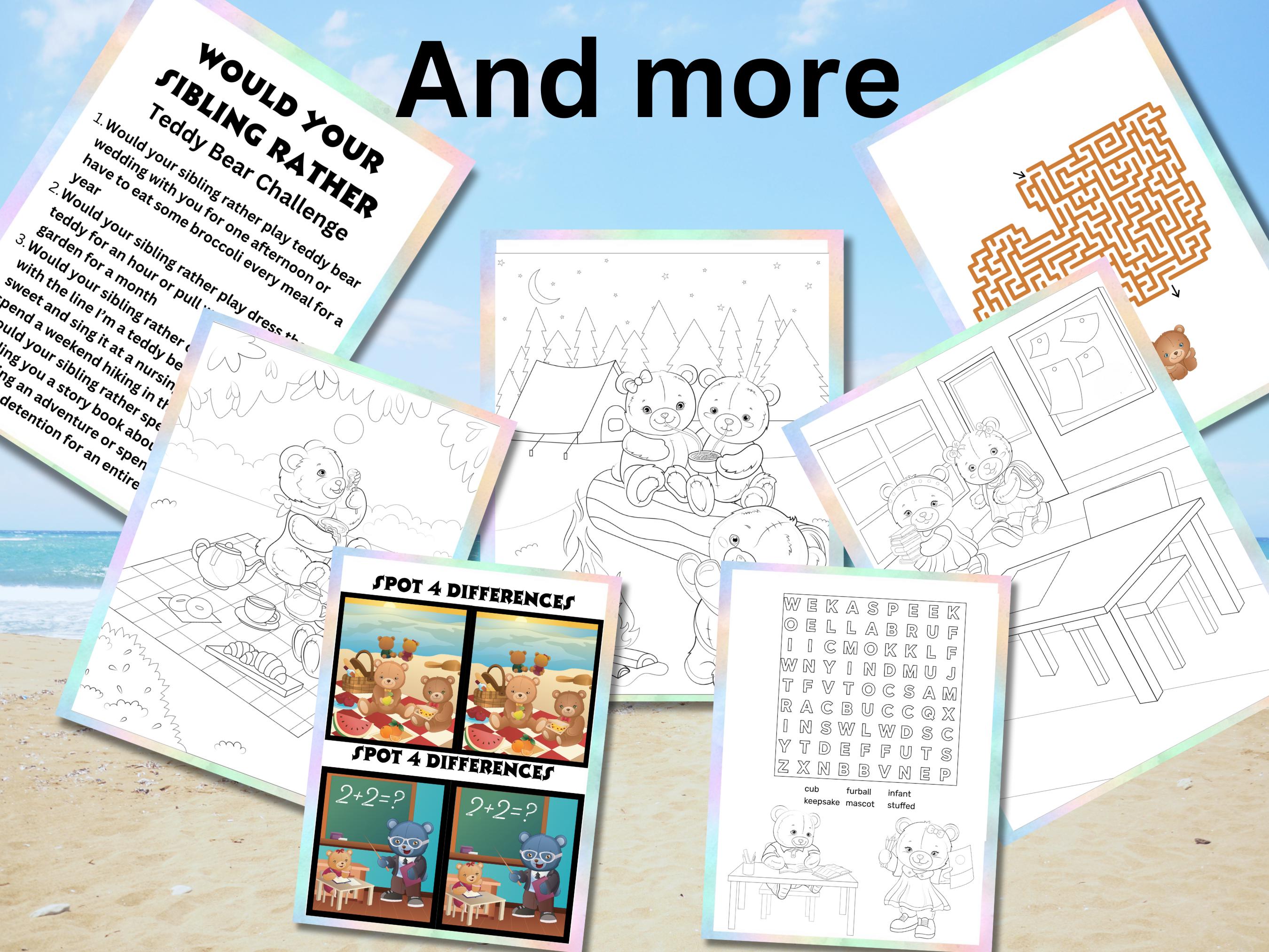Teddy Bear Games, Mazes, and Coloring Pages Mini Pack; Spot the ...
