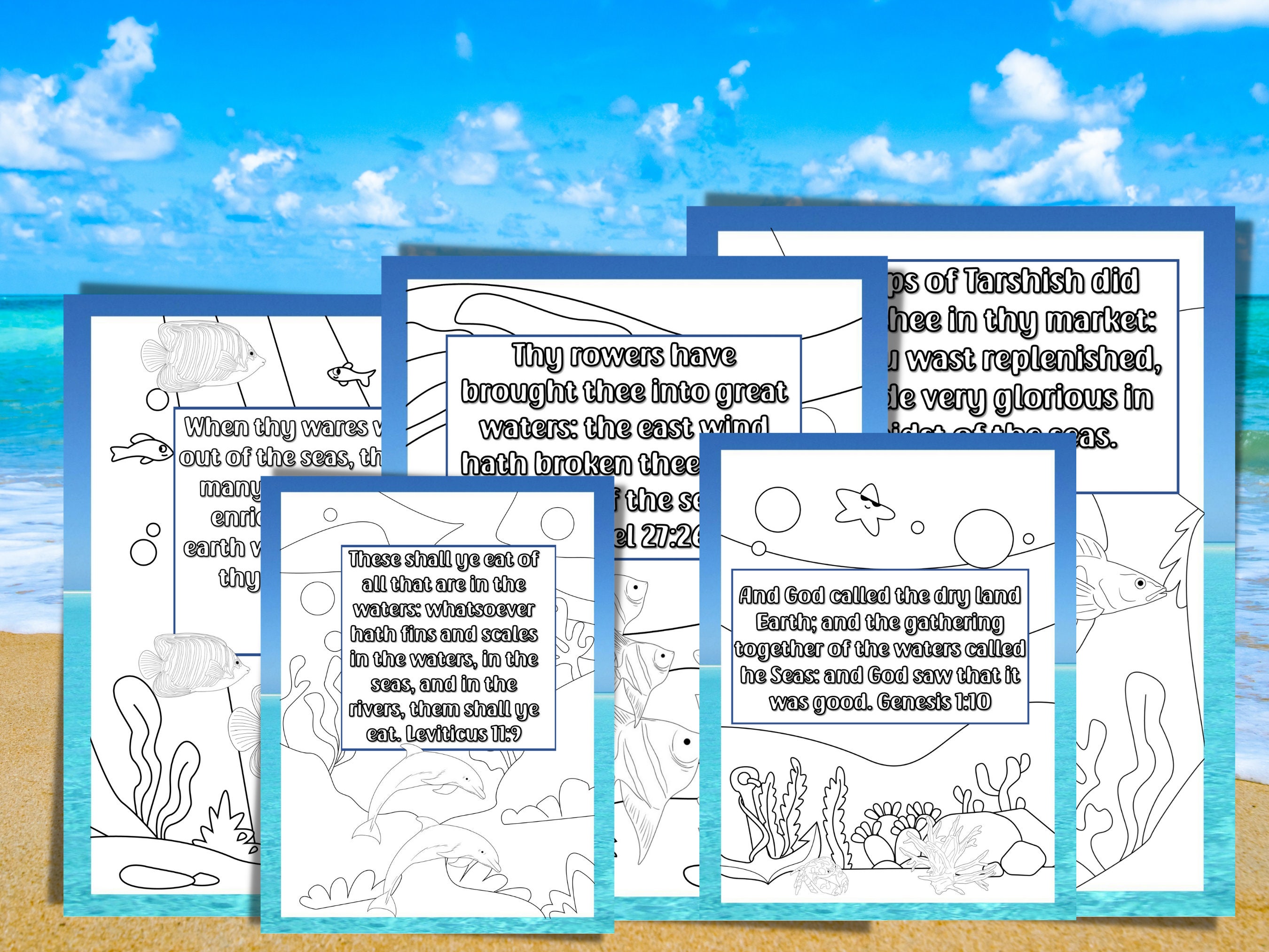 25 Sea Themed Bible Verse Printable Scripture Coloring Pages and 5 ...