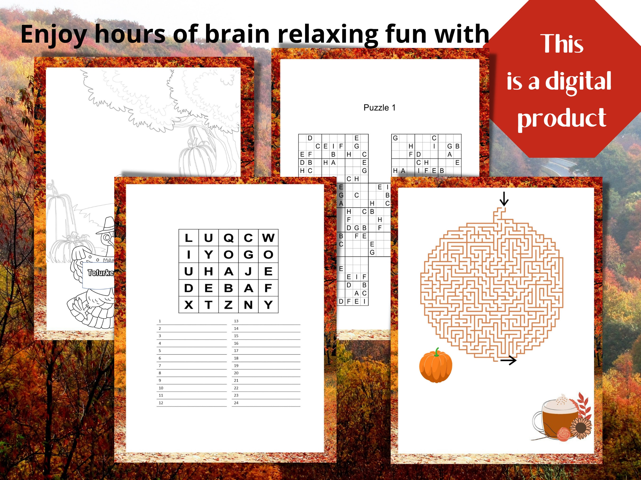 Autumn Coloring Pages, Mazes, How Many Words Can You Find, Sudoku Logic ...
