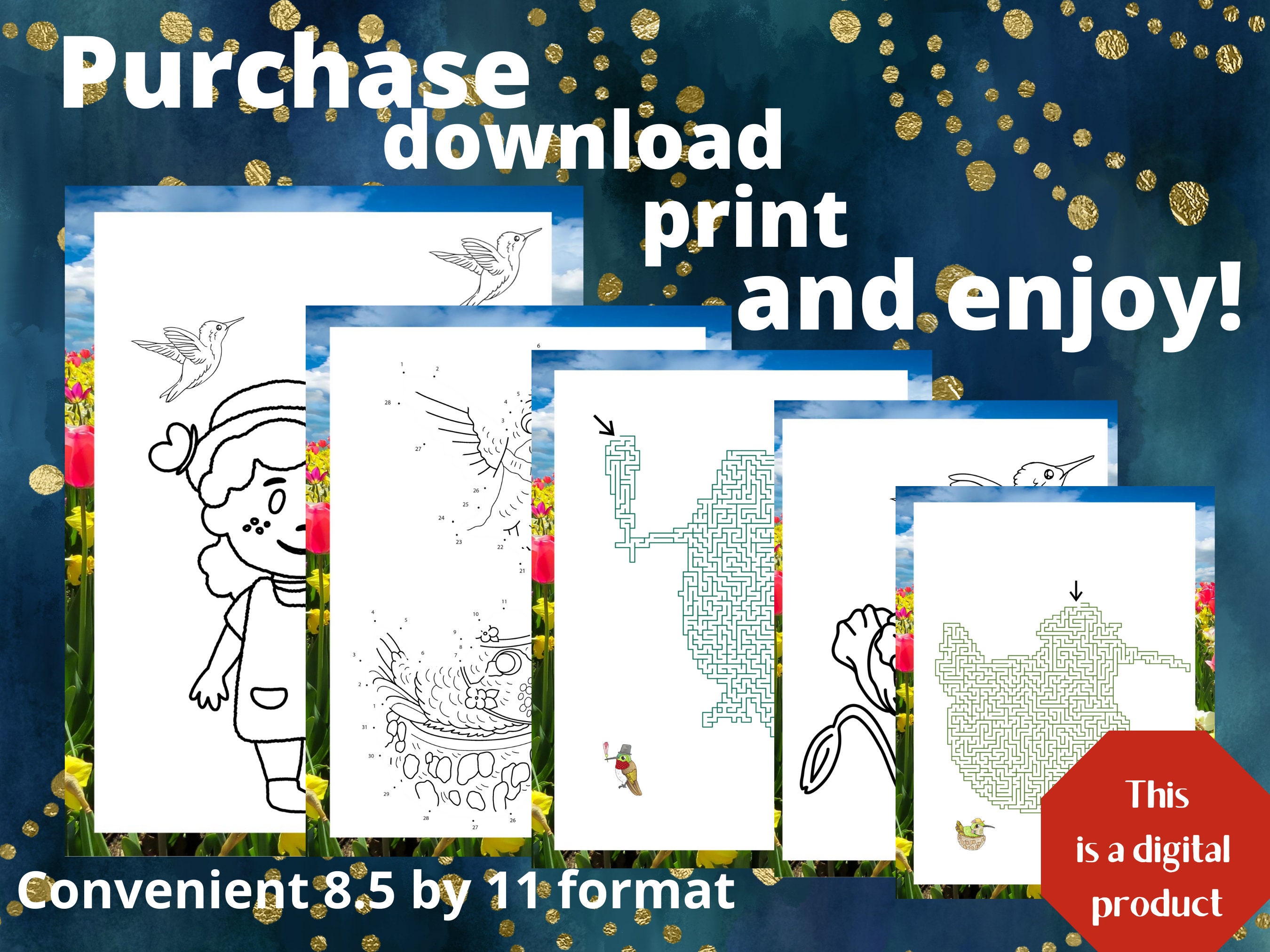 Hummingbird Morning Mazes, Dot-to-dot, Find the Difference, and Minimal ...