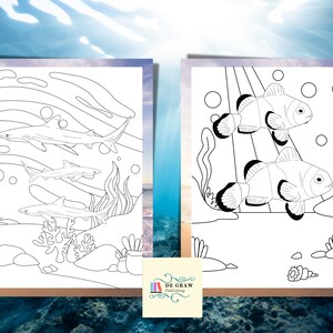 30 Fun and Relaxing Ocean Themed Coloring Pages for Kids and Adults - Etsy