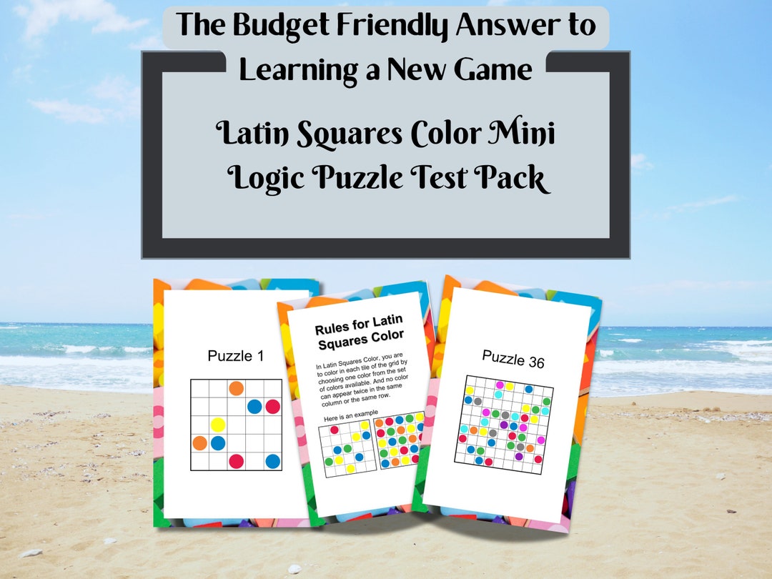 Latin Squares Color Mini Logic Puzzle Test Pack, Printable Activity ...