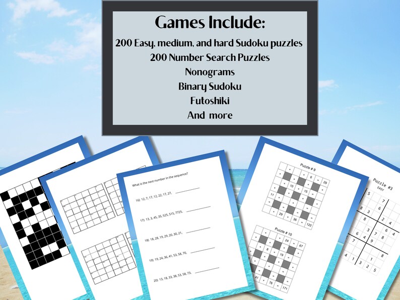 Number Fun Logic Puzzles and Brain Games Digital Download Activity Pack ...